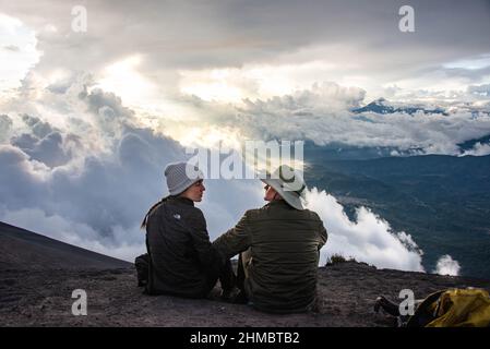 Watching a heavenly sunset from Acatenango Volcano, Antigua, Guatemala ...
