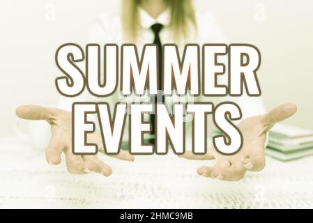 Text sign showing Summer Events. Word Written on Celebration Events ...