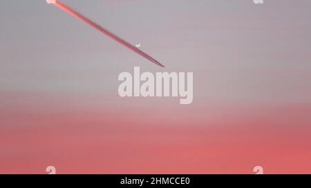 Scenic view of a plane track on a sunset sky - great for backgrounds ...