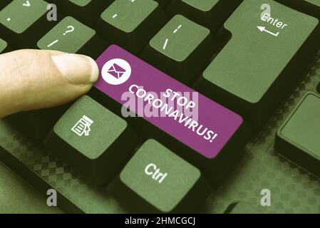 Writing displaying text Stop Coronavirus. Business showcase Disease ...