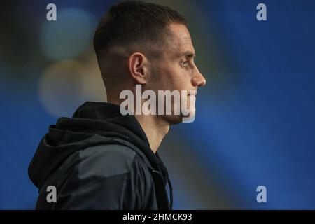 Jerry Yates #9 of Blackpool arrives at Coventry Building Society Arena ...