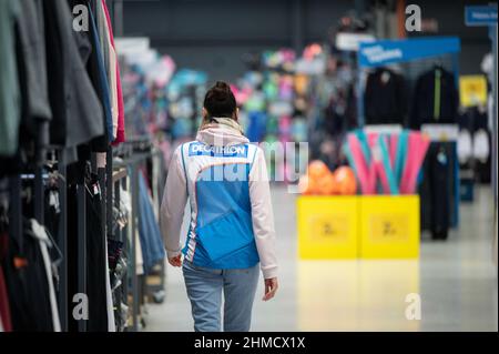 Interior of a Decathlon sports and sporting equipment store Stock Photo ...