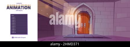 Game medieval background. Parallax effect scene with fortress, ancient ...