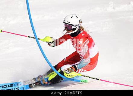 Aline Danioth, of Switzerland competes in the first run of the women's ...