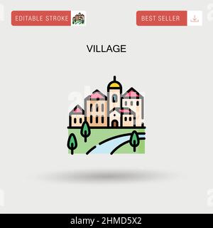 Simple rural village scene illustration Stock Vector Image & Art - Alamy