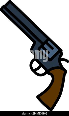 Revolver Gun Icon. Editable Bold Outline With Color Fill Design. Vector ...