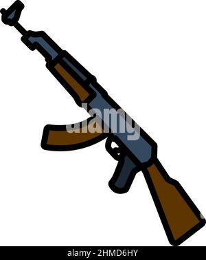 Russian Weapon Rifle Icon. Editable Bold Outline With Color Fill Design ...
