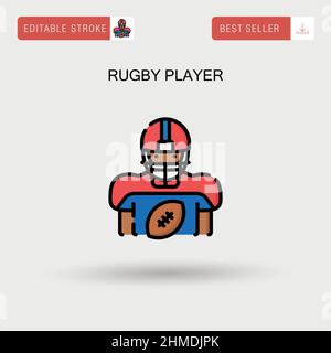 Man rugby player icon. Simple style man rugby tournament poster ...