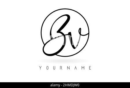 BV Handwritten Letters Logo Design with Circular Letter Pattern ...