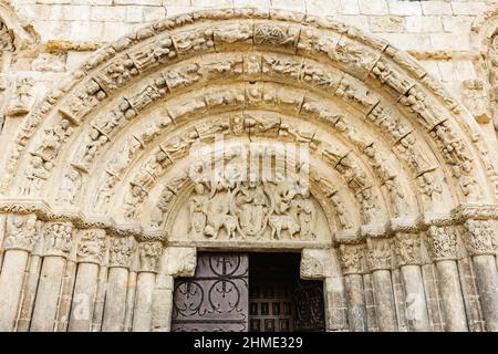 Estella Lizarra view with the church of San Miguel, Estella, Navarra ...