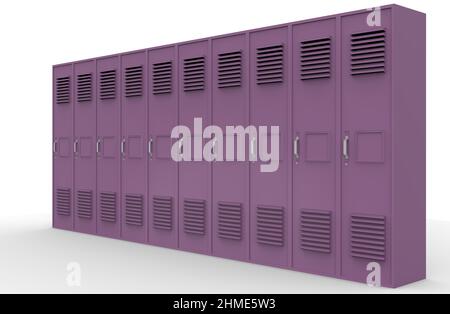 lockers pink primary secondary school in a row image 3d illustration ...