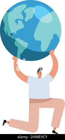 male ecologist lifting earth planet Stock Vector Image & Art - Alamy