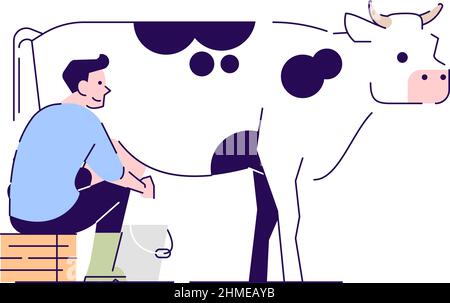 Farmer daily routine semi flat RGB color vector illustration Stock ...