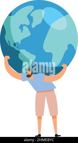 male ecologist lifting earth planet Stock Vector Image & Art - Alamy
