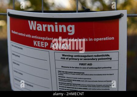 A warning sign for anticoagulant rodenticide baiting in operation in ...