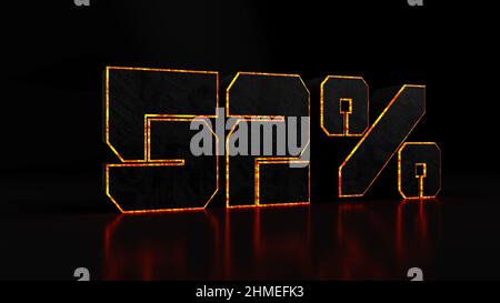 Illustration of a neon number and a percentage sign on a black ...