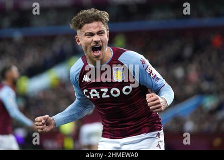 Aston Villa's Matty Cash celebrates scoring their side's first goal of ...