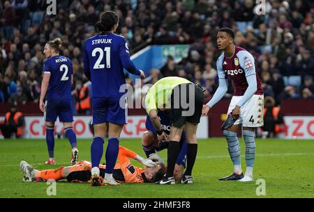 Aston Villa's Ezri Konsa (right) celebrates scoring their side's first ...