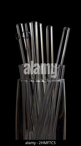 Glass Drink Straws with Cleaning Brush, Black and White Drinking Straw ...