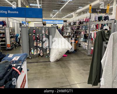 Augusta, Ga USA - 01 02 22: Walmart Supercenter Interior ceiling view ...