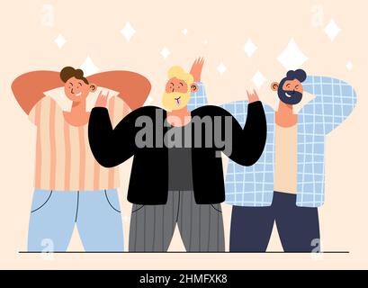 three persons gestures characters group Stock Vector Image & Art - Alamy