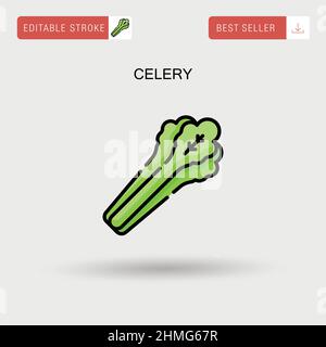 Simple Green celery with stem vector illustration in flat style ...