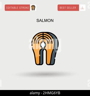 Raw salmon steak. Fish filet, seafood menu, healthy protein food vector ...