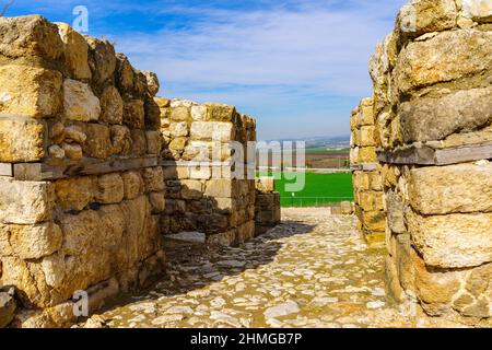 Tel of Megiddo, archaeological site of ancient city in Jezreel Valley ...