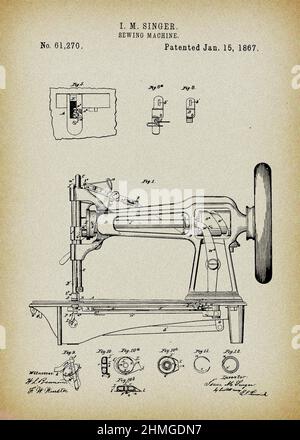 Sewing machine patent Stock Photo - Alamy