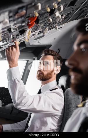 Overhead Panel in a Flight Deck of a Boeing 747-400 in flight Stock ...