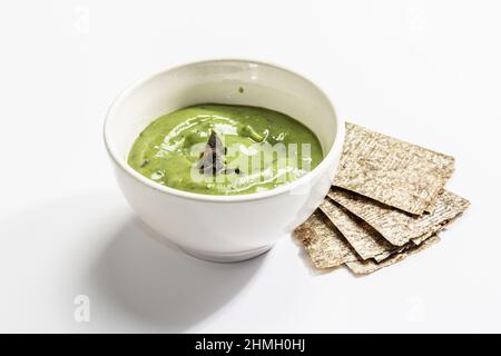 Kelp puree isolated on white background. Healthy superfood from oceanic ...