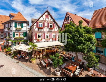 Germany, Baden-Würrtemberg: The Kirchstrasse with half-timbered houses ...