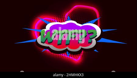 Image of wtf text over neon heart on black background Stock Photo - Alamy