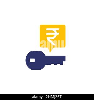Key money icon with a rupee, line vector Stock Vector Image & Art - Alamy