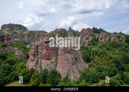 View of the Belogradchik Rocks, strangely shaped sandstone formation ...