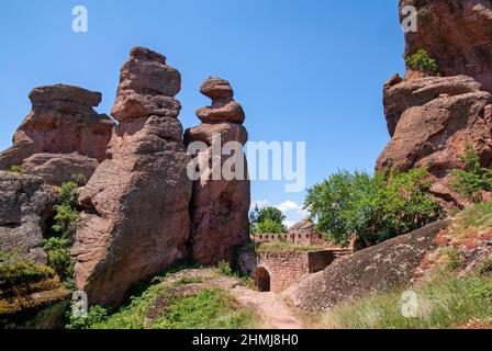 View of the Belogradchik Rocks, strangely shaped sandstone formation ...