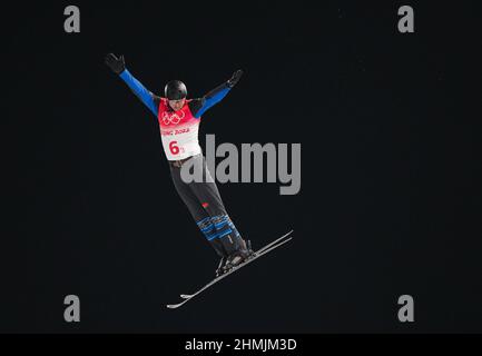 Belarus' Maksim Gustik competes in a World Cup freestyle aerials ...