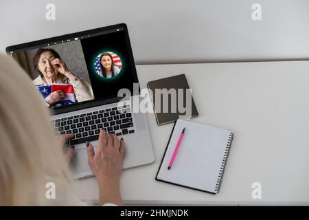 Video conference concept. Telemeeting. Videophone. Teleconference ...