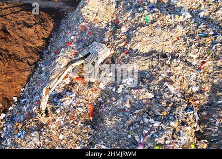 Landfill with Construction and Demolition waste (CDW). Trash disposal ...