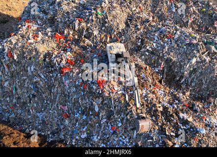 Landfill with Construction and Demolition waste (CDW). Trash disposal ...