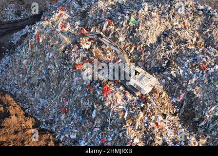 Landfill with Construction and Demolition waste (CDW). Trash disposal ...