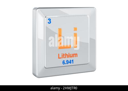 Lithium Li chemical element. Lithium Sign with atomic number. Chemical ...
