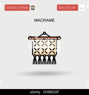 Interior of cozy room with macrame plant. Vector illustration Stock ...