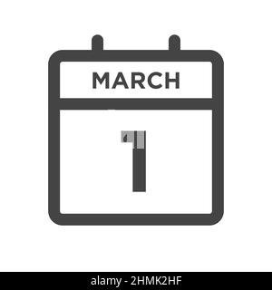 Icon calendar day - 1 March. 1st days of the month, vector illustration ...