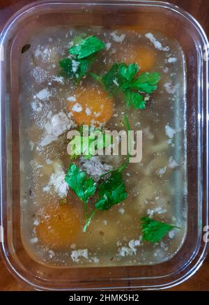 Russian kholodets, beef meat aspic on a rustic table Stock Photo - Alamy