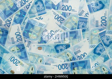 Heap Pile of NIS 200 New Israeli Shekels banknotes. Wallpaper of ...