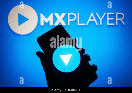 In this photo illustration, a MX Player app logo is seen on a ...