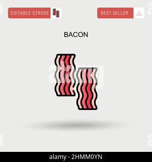 Bacon Strips vector icon food meat. Barbecue and bbq grill sign. Graph ...