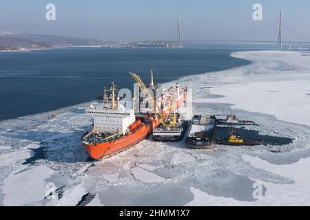 Vladivostok, Russia - January 16, 2022: The nuclear-powered dry cargo ...