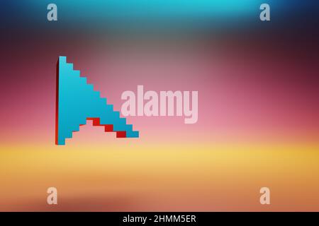 Beautiful illustration blue Pixel Cursor symbol icons on a bright pink ...